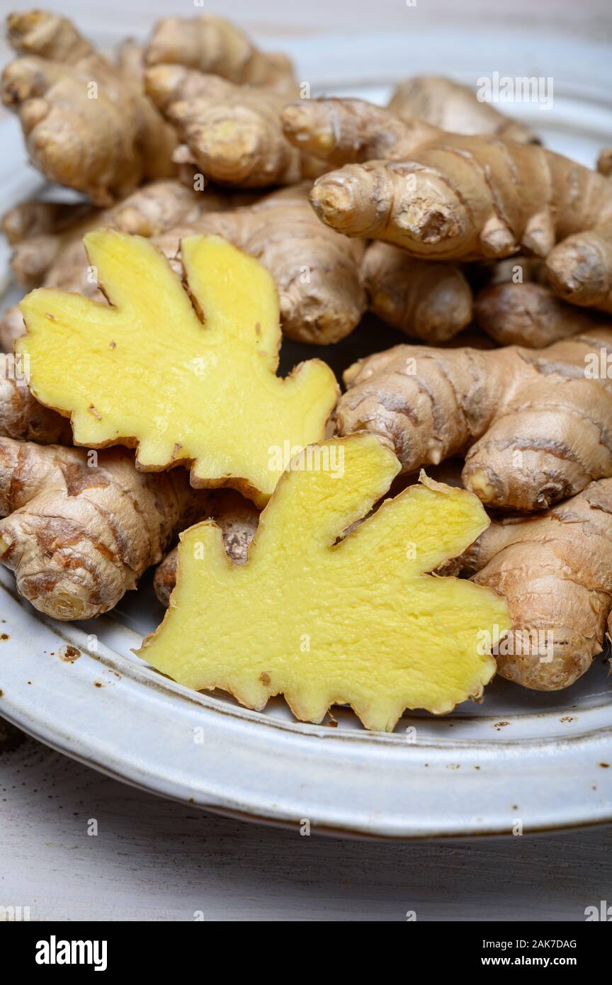 Group of fresh gember roots used for cooking and medicine Stock Photo ...
