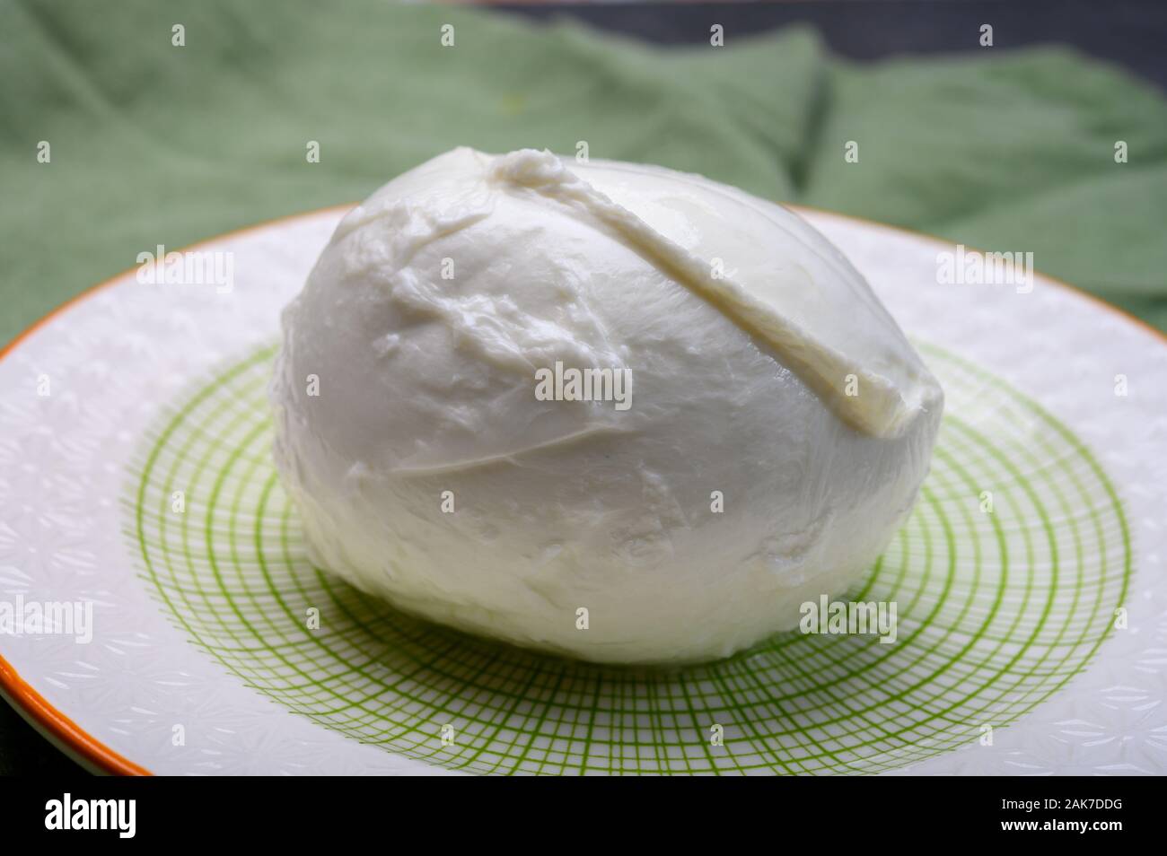 Cheese collection, soft white Italian mozzarella di bufala campana ...