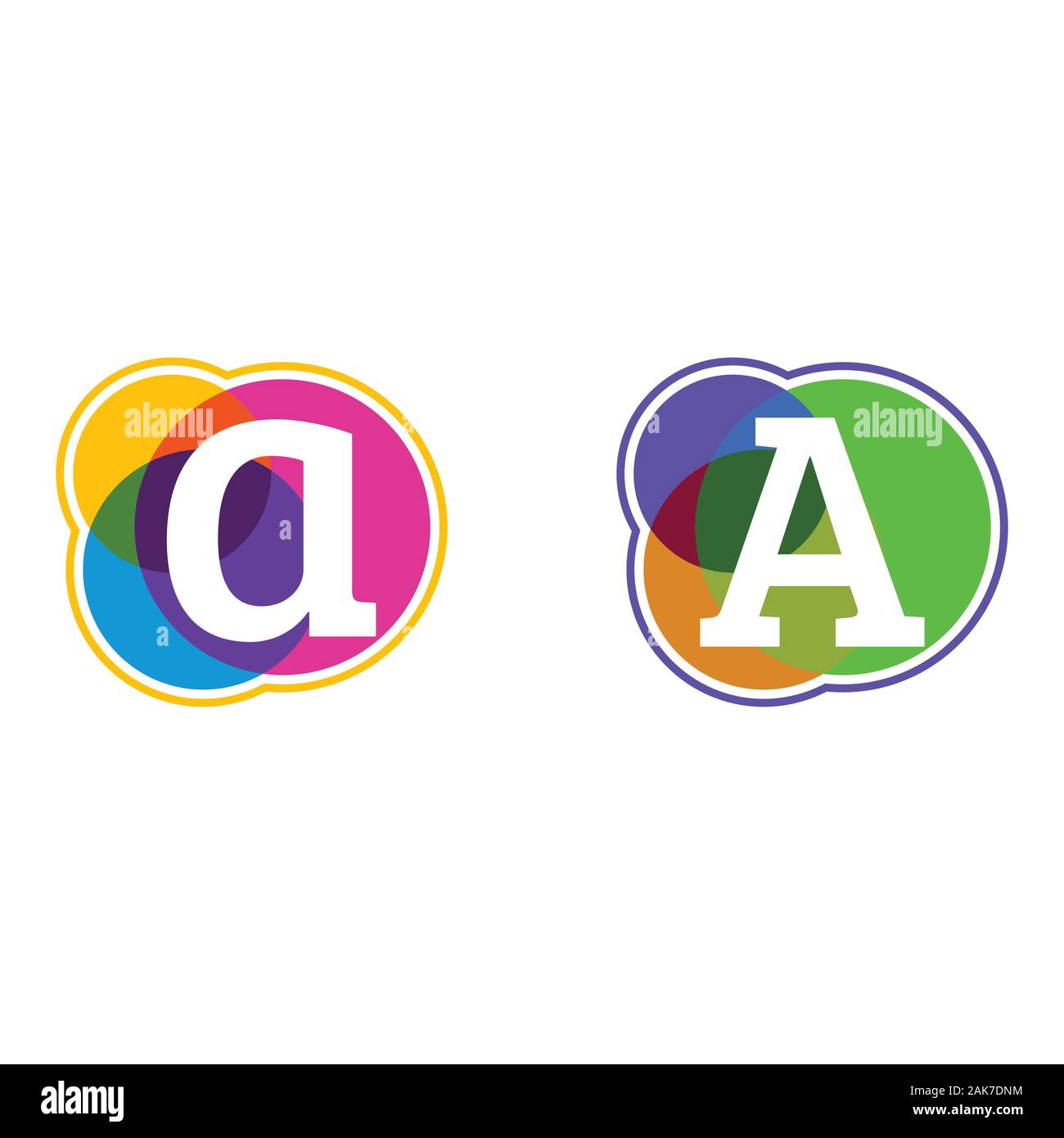 set of colorful icons, letter logo, Letter LOGO in colorful circle ...