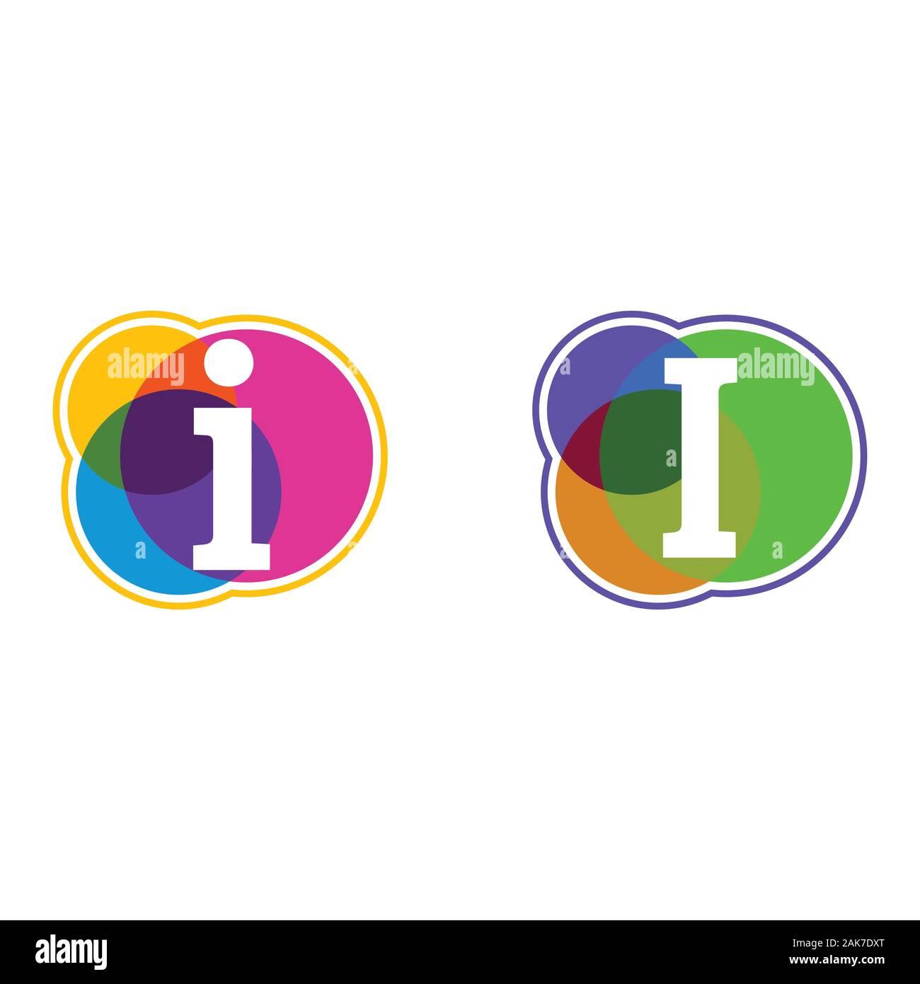 set of colorful icons, letter logo, Letter LOGO in colorful circle ...