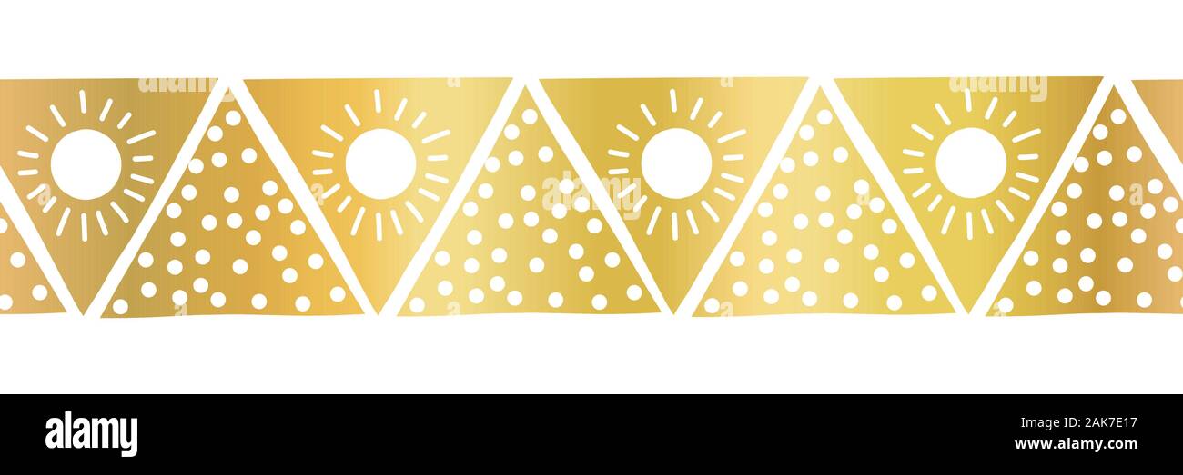 Seamless vector border gold foil triangles. Boho style pattern hand ...