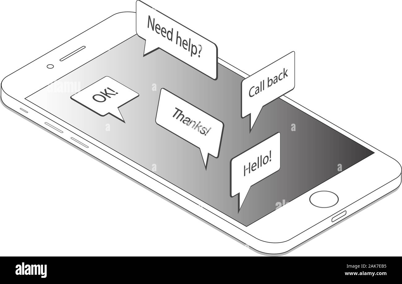 Social media network, mobile phone message icons, smartphone app ...