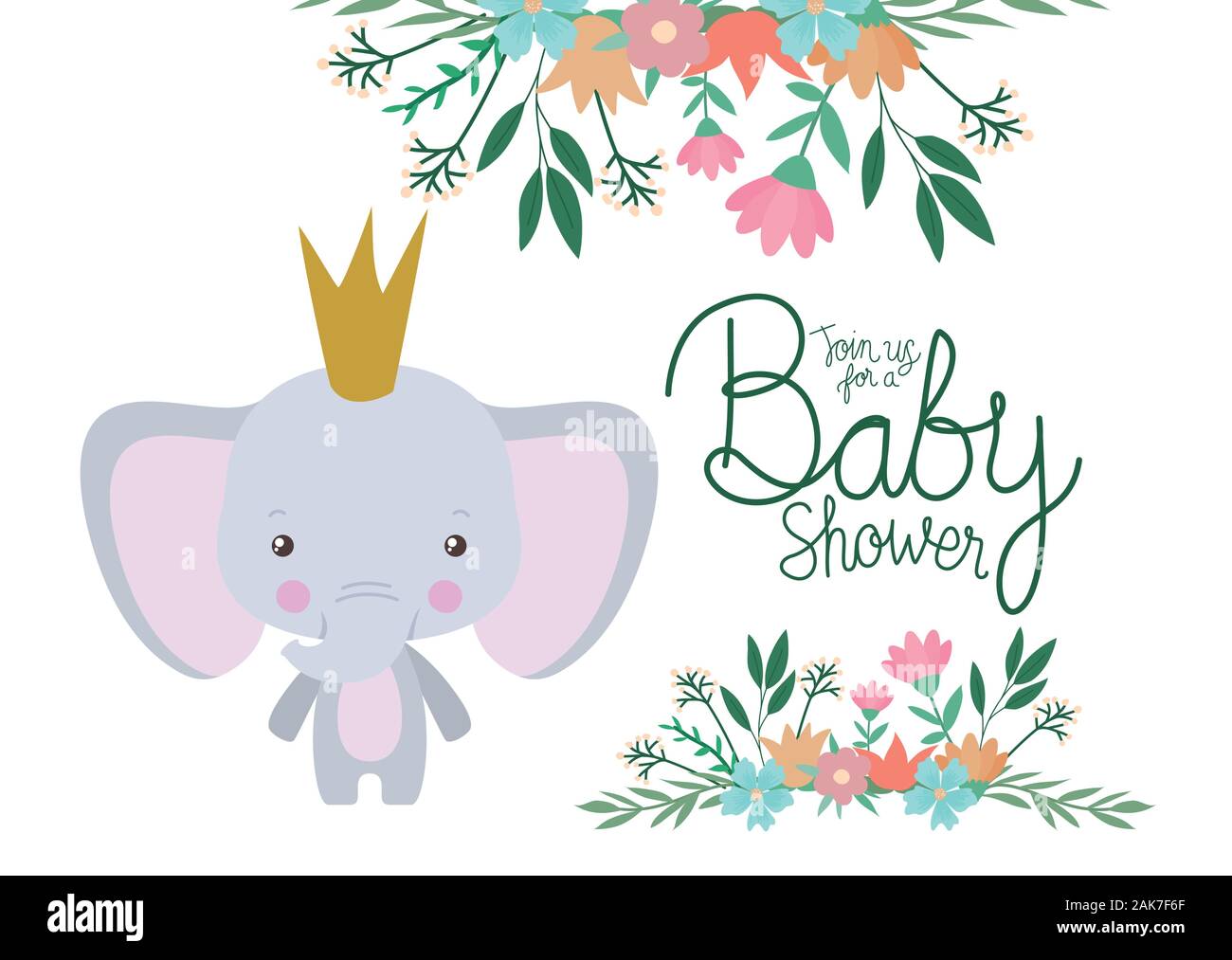Baby shower invitation with elephant cartoon vector design Stock Vector ...