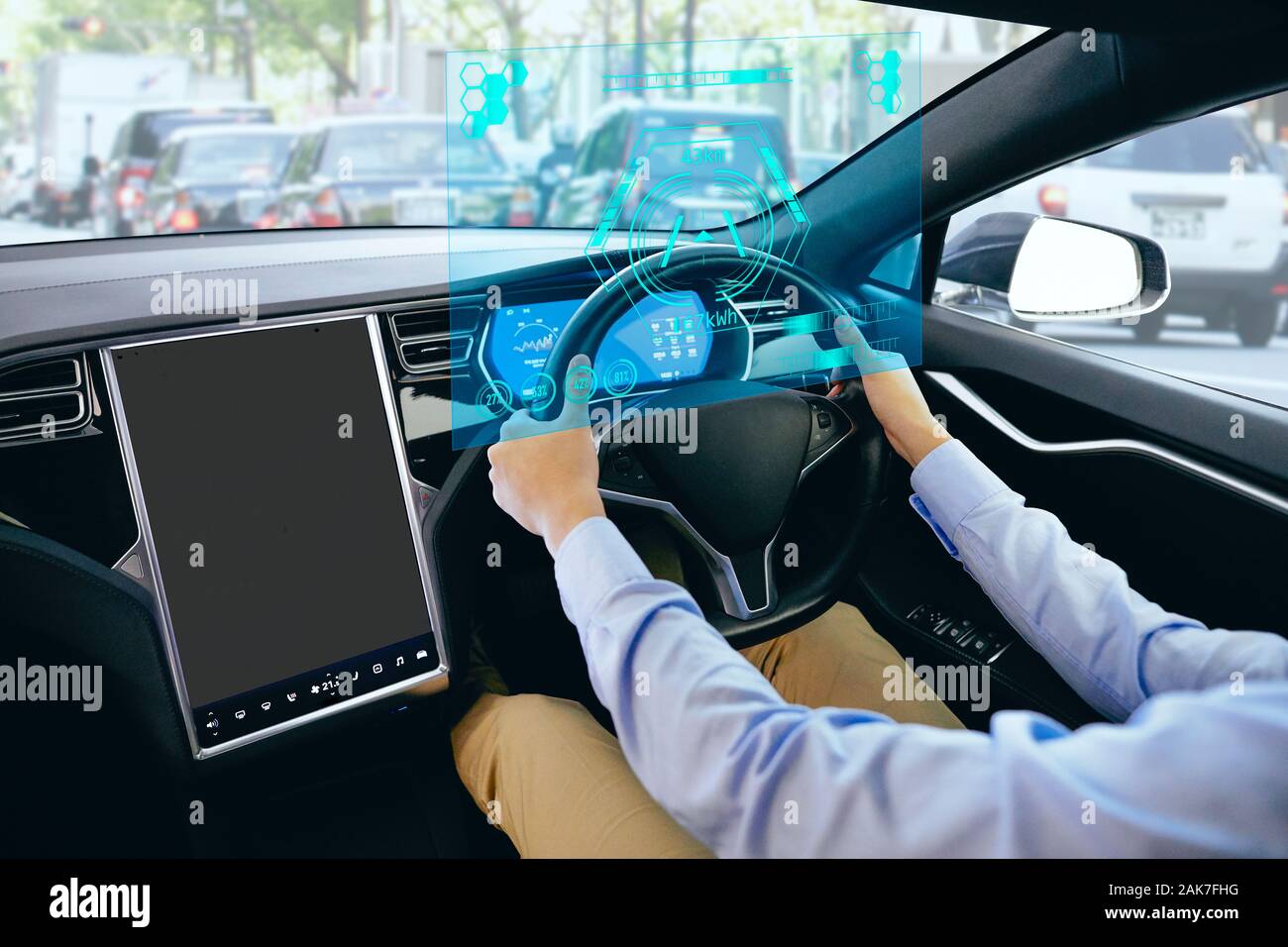 Japanese man in self driving car Stock Photo - Alamy