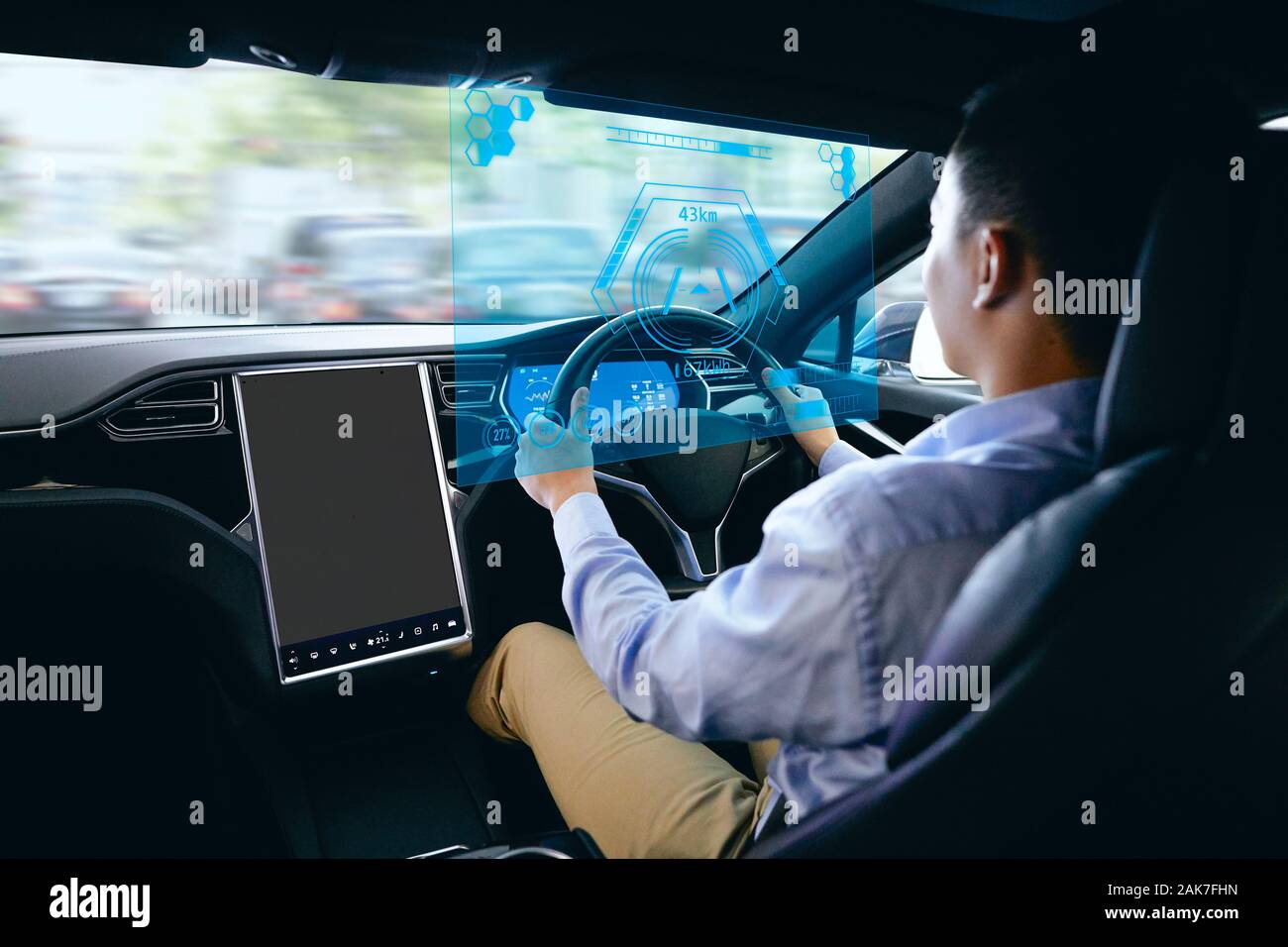 Japanese man in self driving car Stock Photo - Alamy