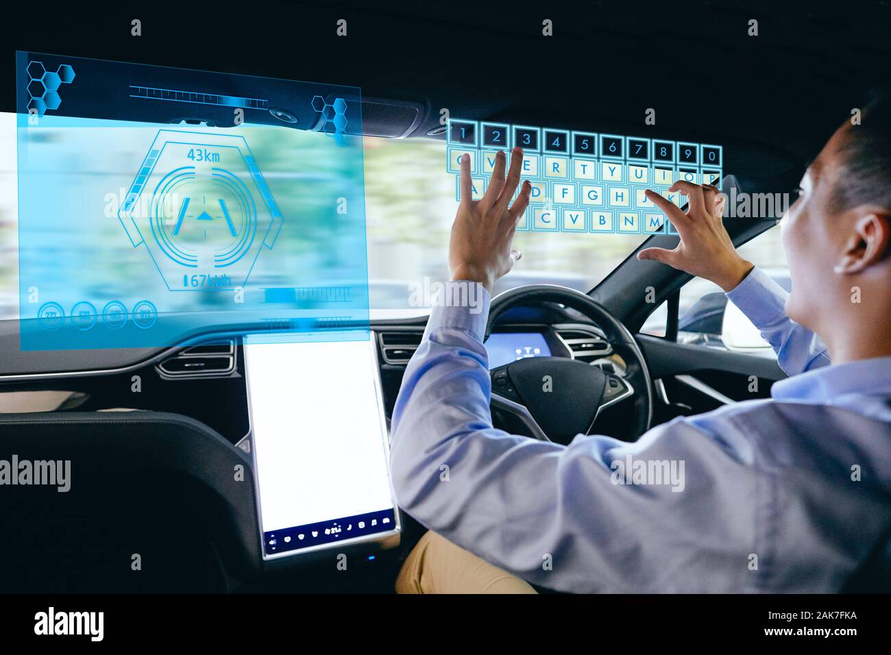 Japanese man in self driving car Stock Photo - Alamy