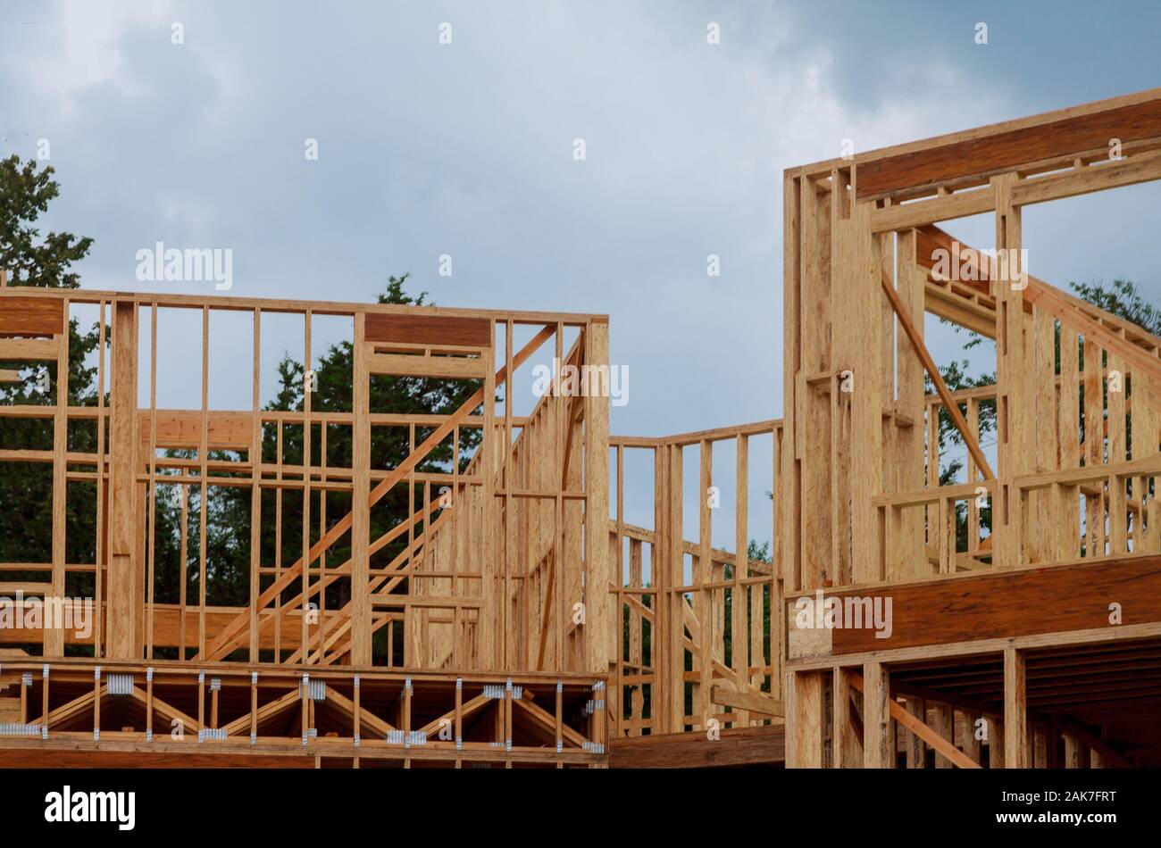 Framing beam under construction work of beam wooden house Stock Photo ...
