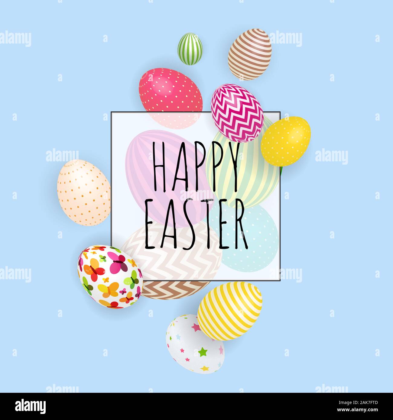 Abstract Happy Easter Template Background with Eggs Vector Illustration ...