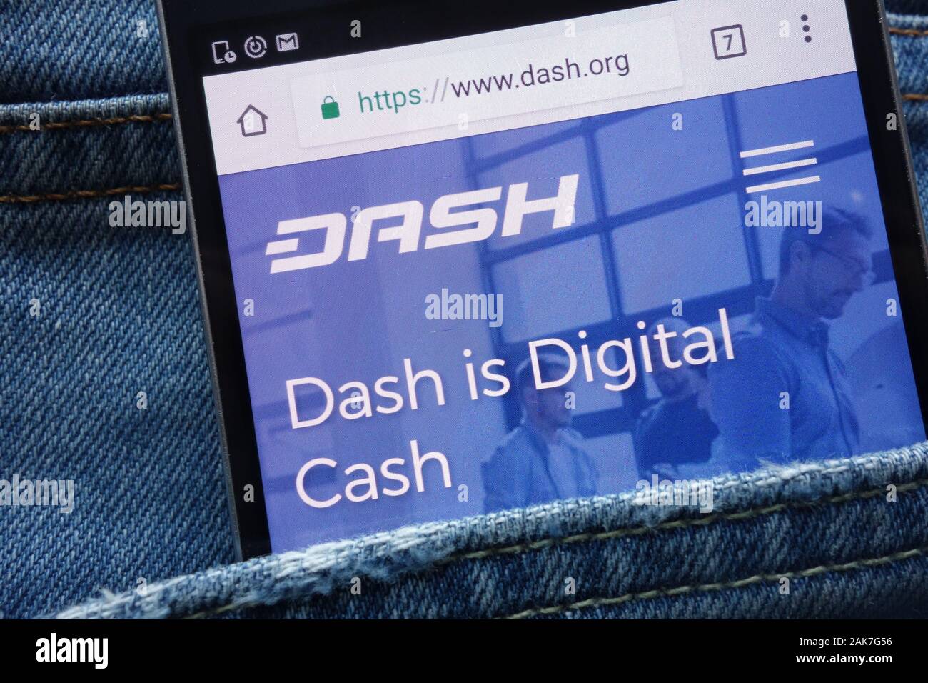 Dash website displayed on smartphone hidden in jeans pocket Stock Photo ...