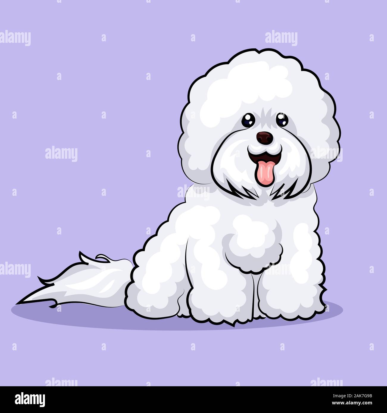 white Bichon Frize dog isolated at one color background Stock Vector ...