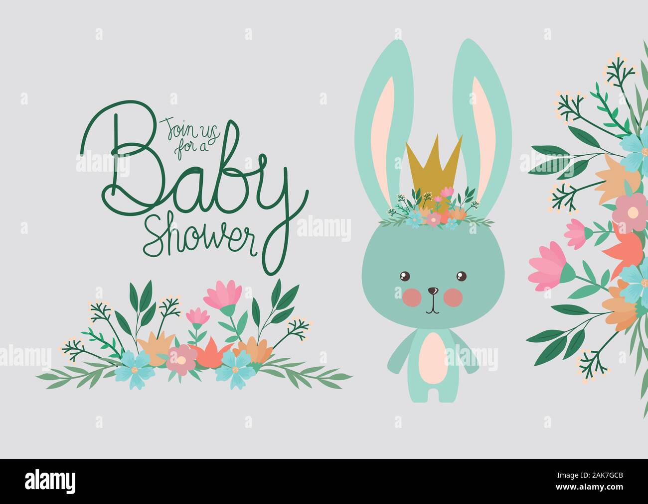 Baby shower invitation with rabbit cartoon vector design Stock Vector ...