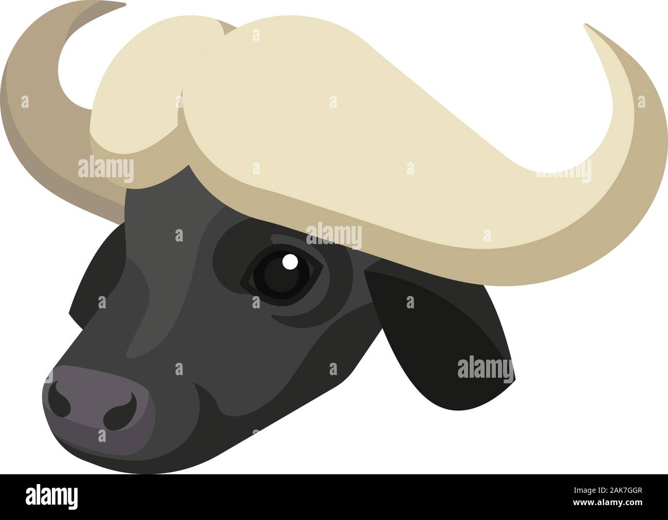 Cape buffalo portrait made in unique simple cartoon style. Vector head ...