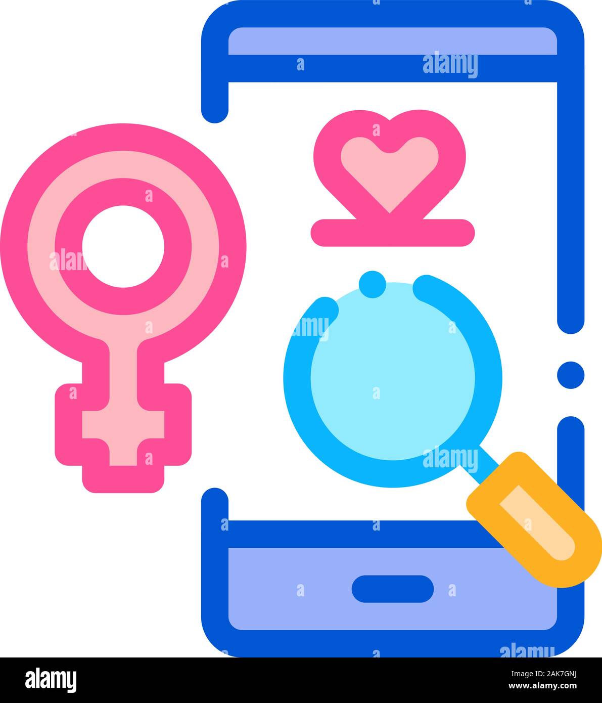 Female Love Search Icon Vector Outline Illustration Stock Vector Image ...