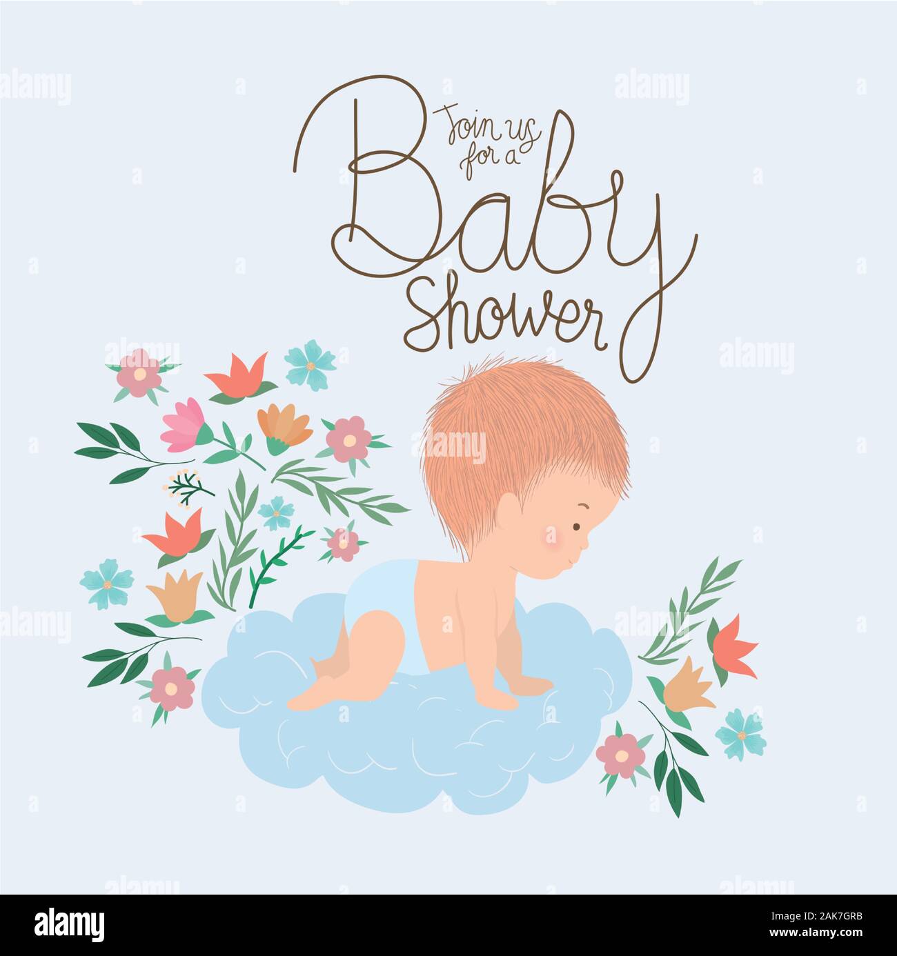 Baby shower invitation with cute baby cartoon vector design Stock ...