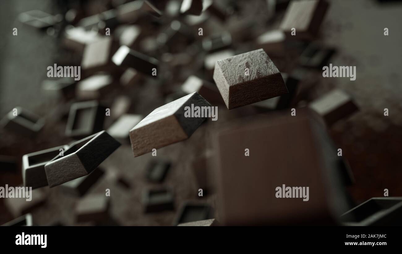 Chocolate grains flying in the air. 3D Rendering Stock Photo - Alamy