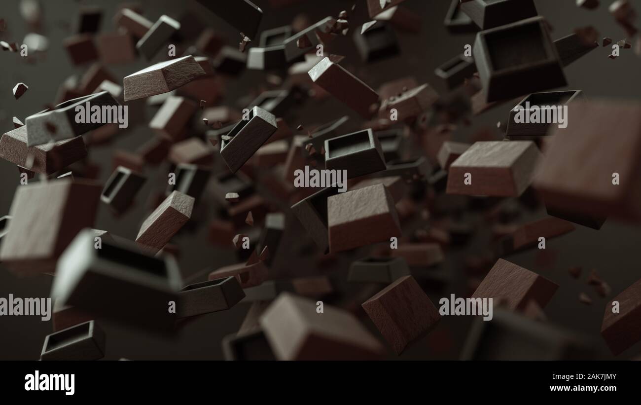 Chocolate grains flying in the air. 3D Rendering Stock Photo - Alamy