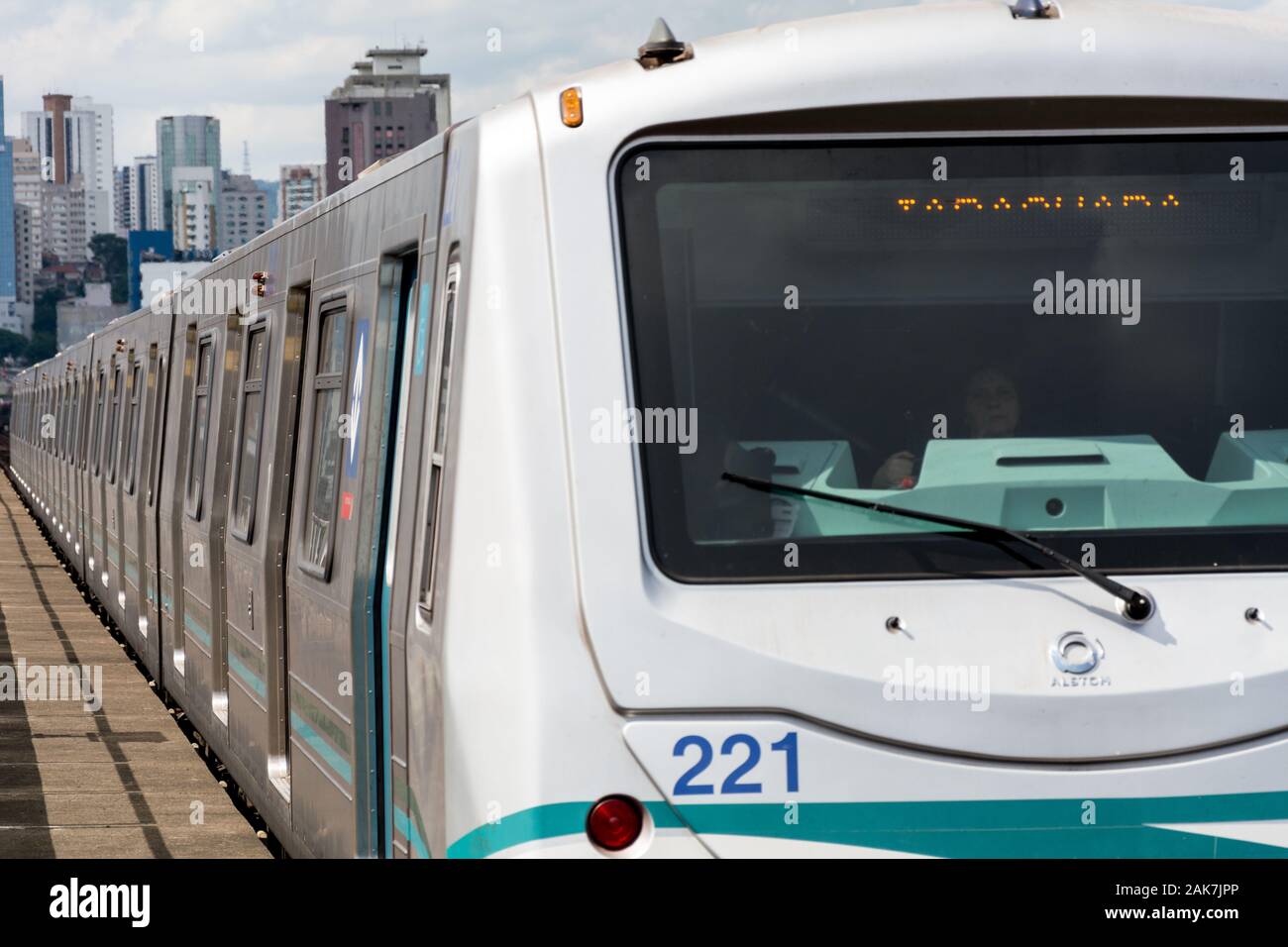 2020, january; Sao Paulo, Brazil; Urban train, metro line, near the ...
