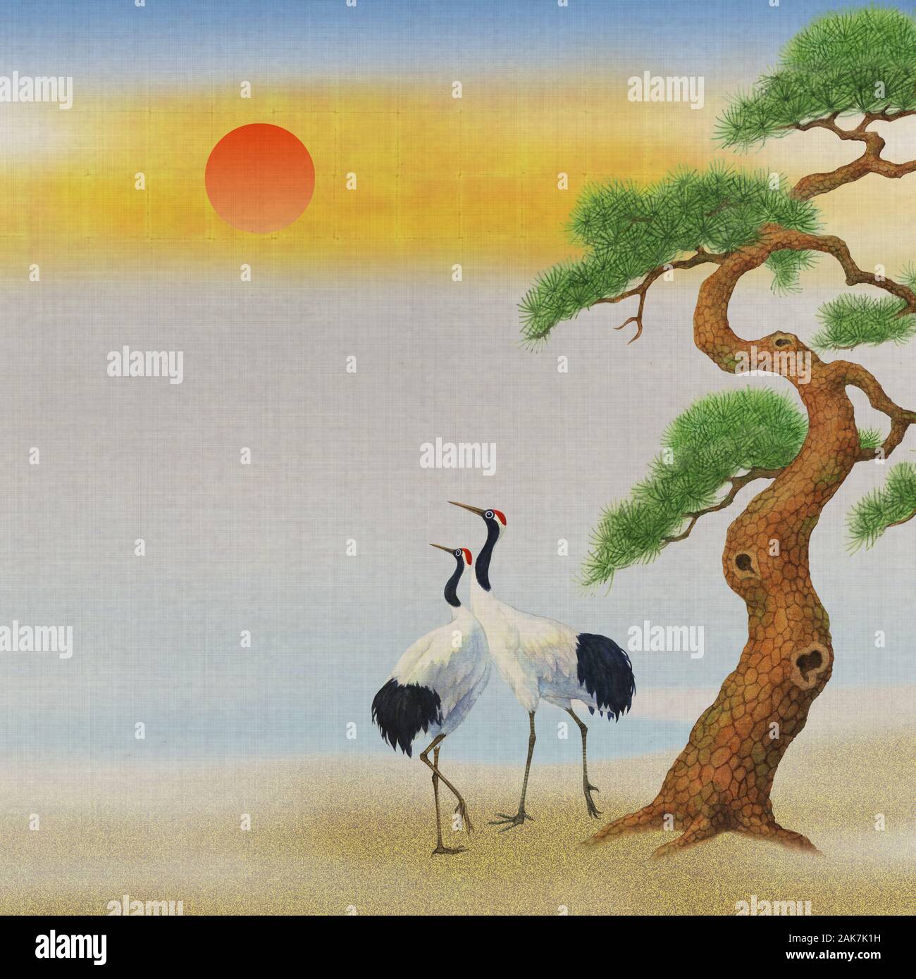 Japanese style traditional crane illustration Stock Photo - Alamy