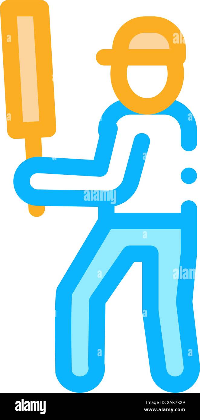 Cricket Player Batsman Icon Vector Outline Illustration Stock Vector ...