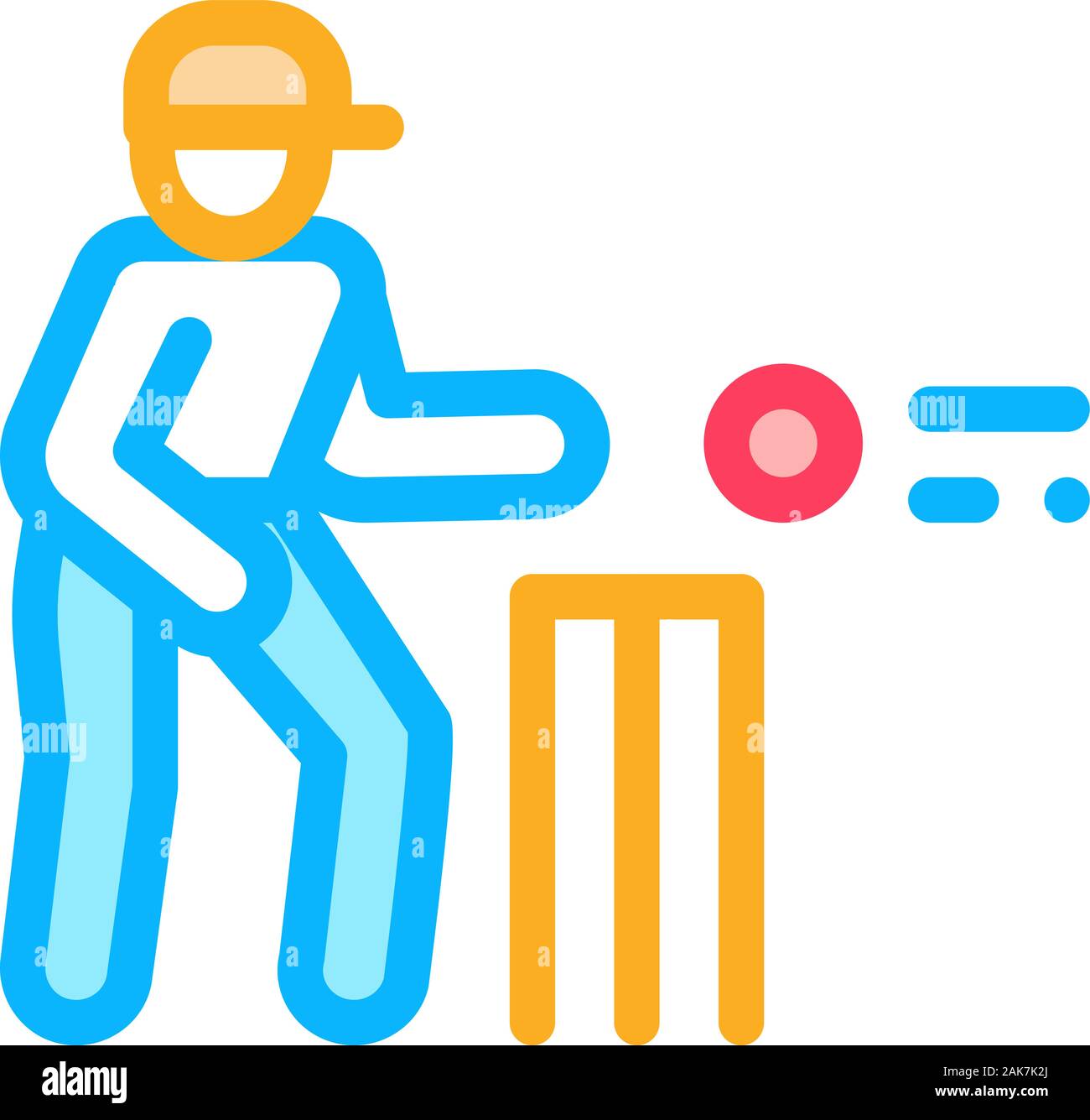 Cricket Player Throwing Ball Icon Vector Outline Illustration Stock ...