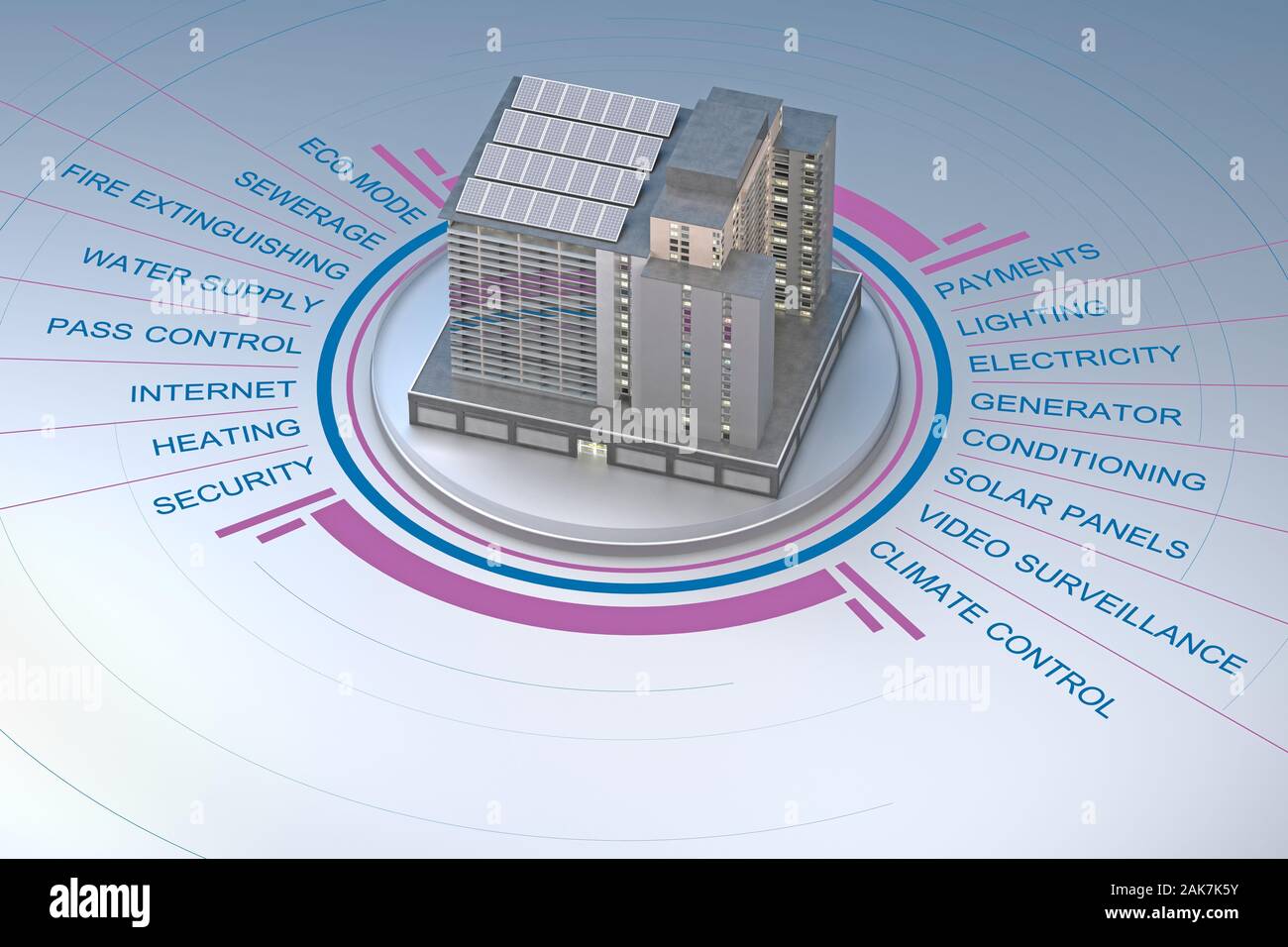 modern smart house with infographics. 3d rendering Stock Photo - Alamy