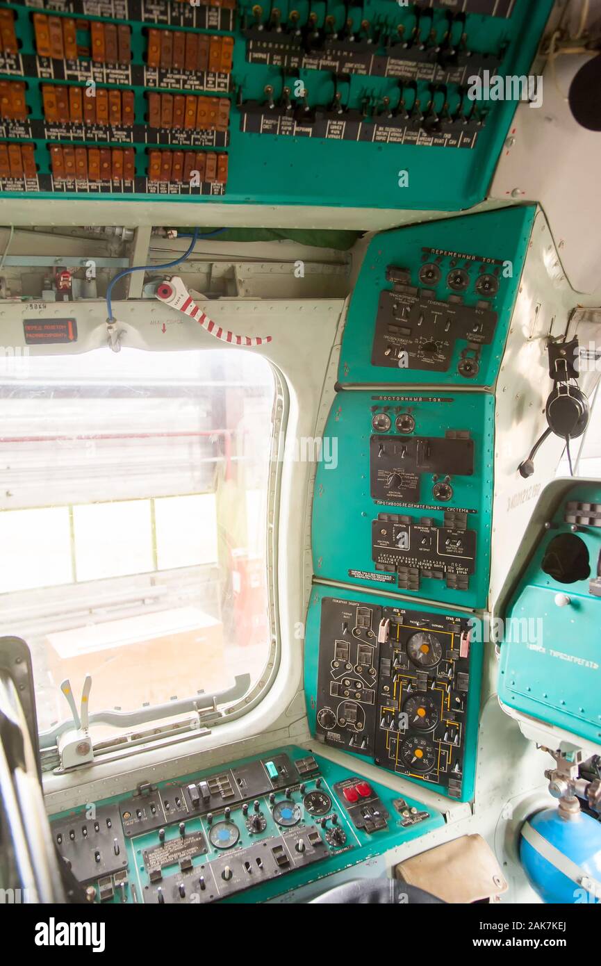 MI-26 helicopter instrument and control panel Stock Photo - Alamy