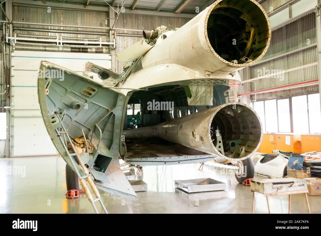 Mi-8 helicopter during maintencance and repair Stock Photo - Alamy