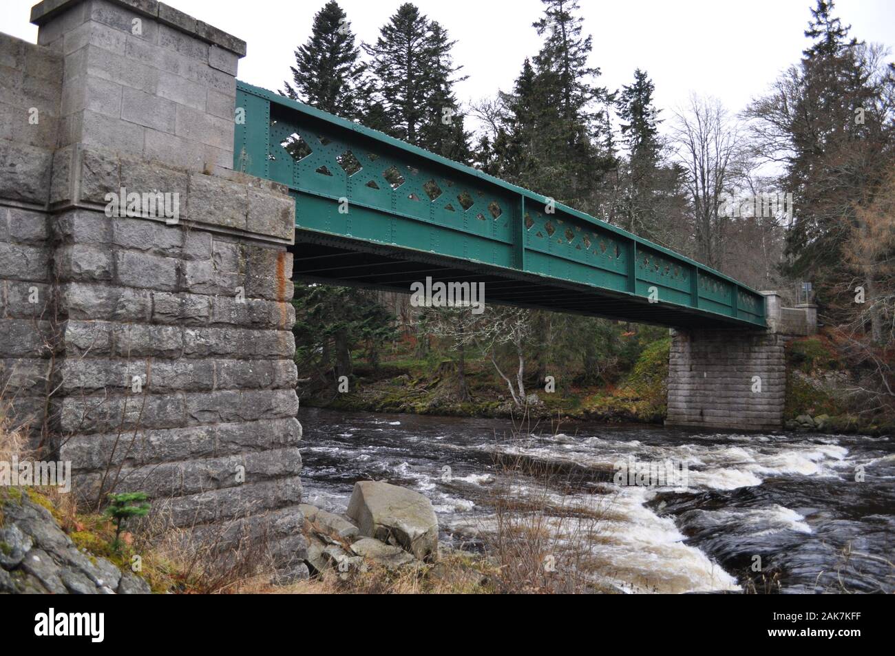 Crathie Girder Bridge over the River Dee to Balmoral Castle, in Crathie ...