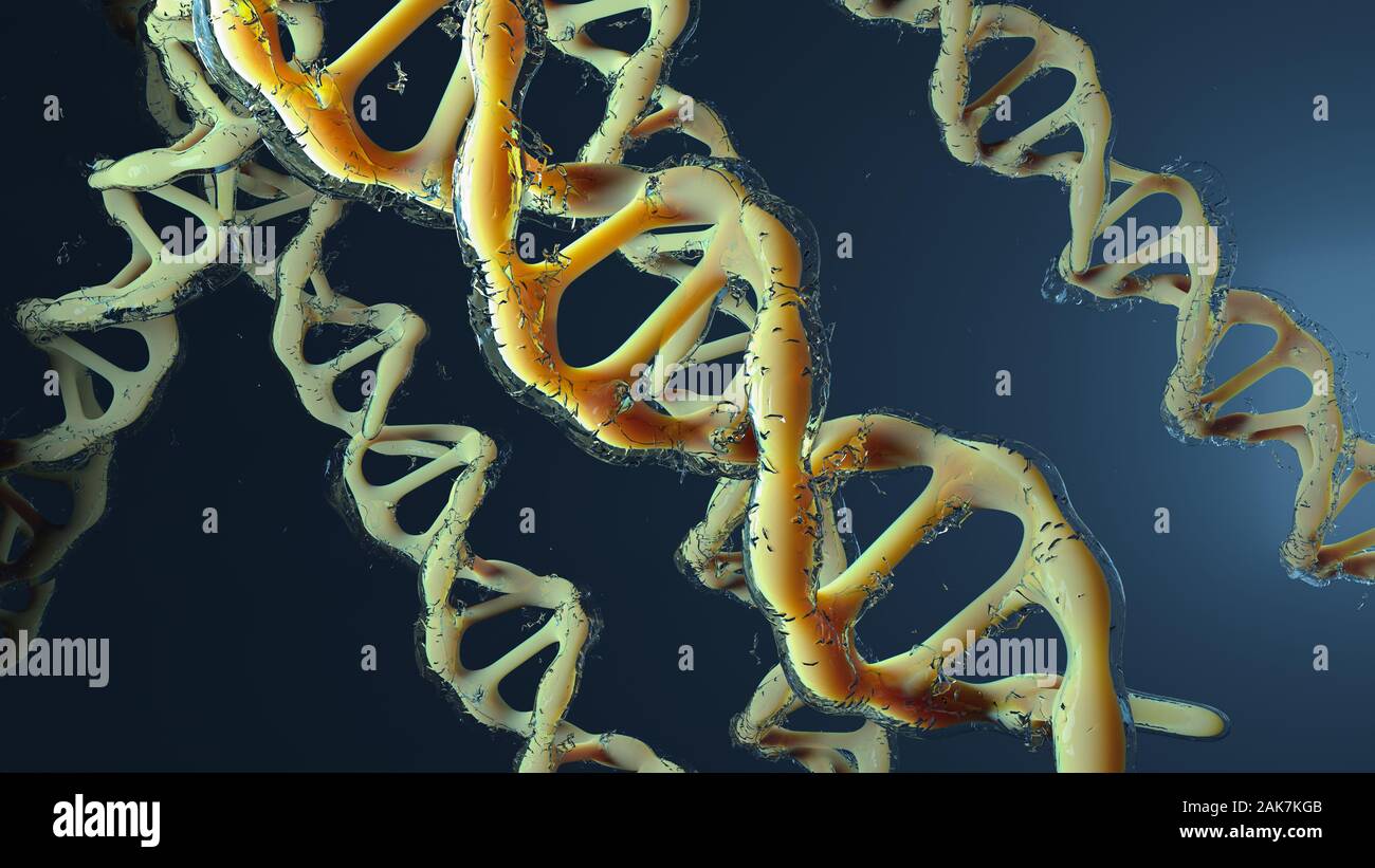 Gorgeous looking DNA in front of a blue soft background. 3D Render ...