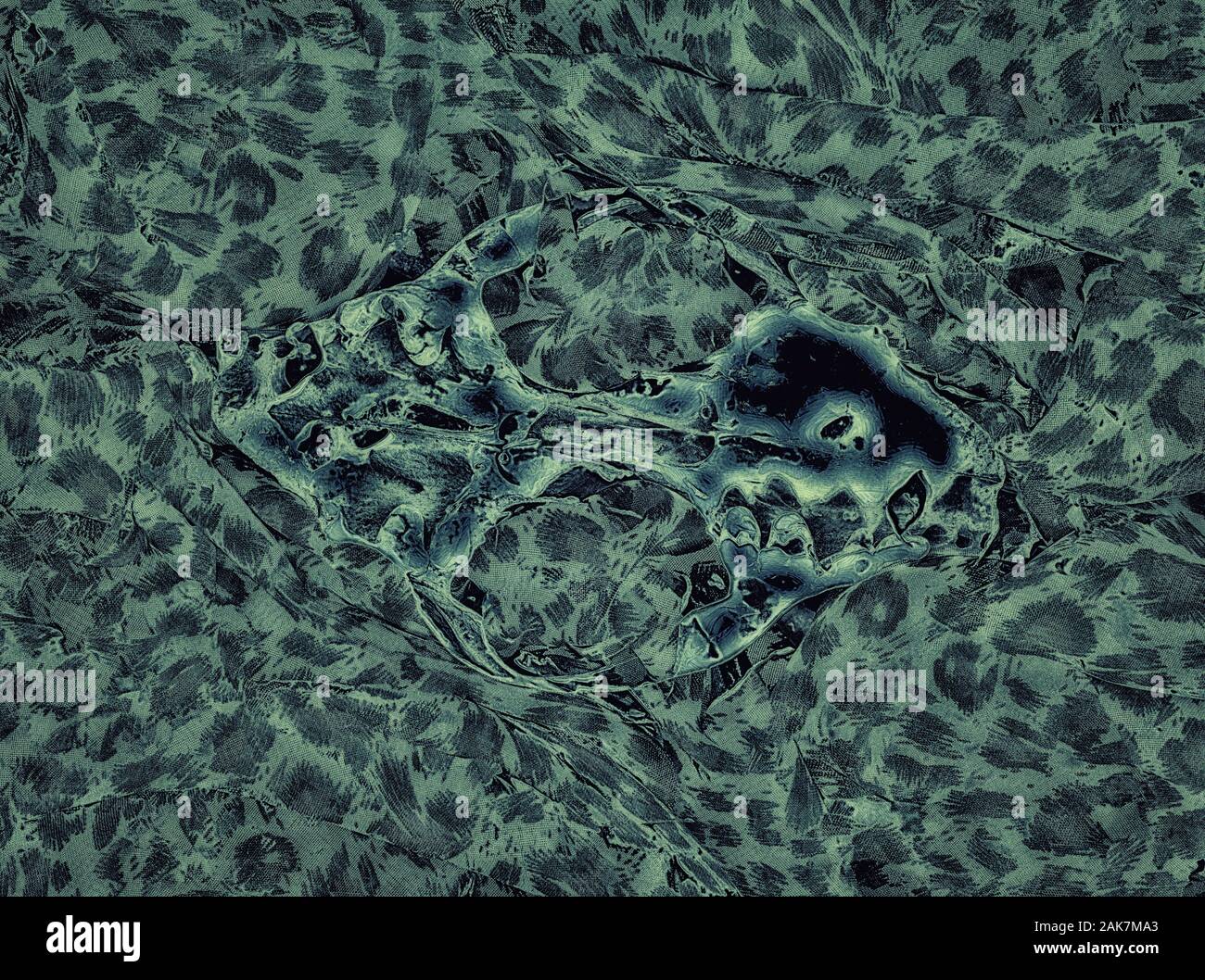 Still-life of skull, bones, alluding to death and other nefarious deeds ...