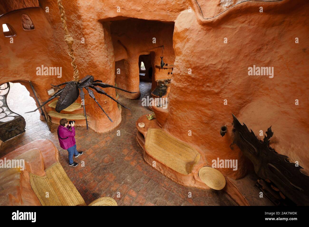 Interior of Casa Terracotta (Terracotta House), designed and built by ...