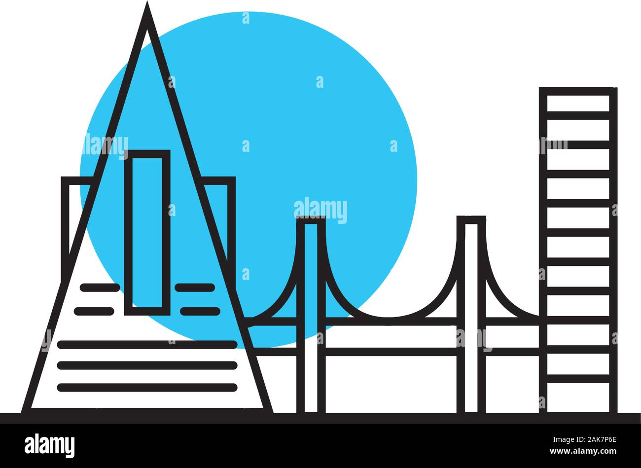 buildings and bridge cityscape scene line style icon Stock Vector Image ...