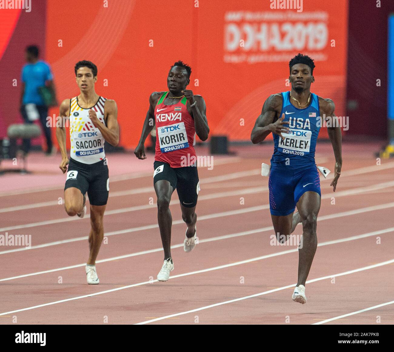 DOHA - QATAR - OCT 2: Jonathan Sacoor of Belgium, Emmanuel Kipkurui ...