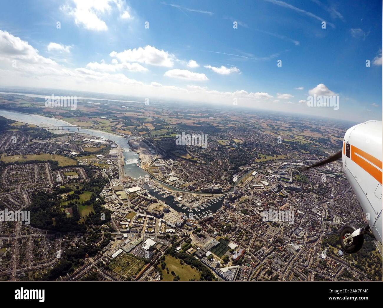 Ipswich Waterfront and River Orwell aerial view showing th marina and ...
