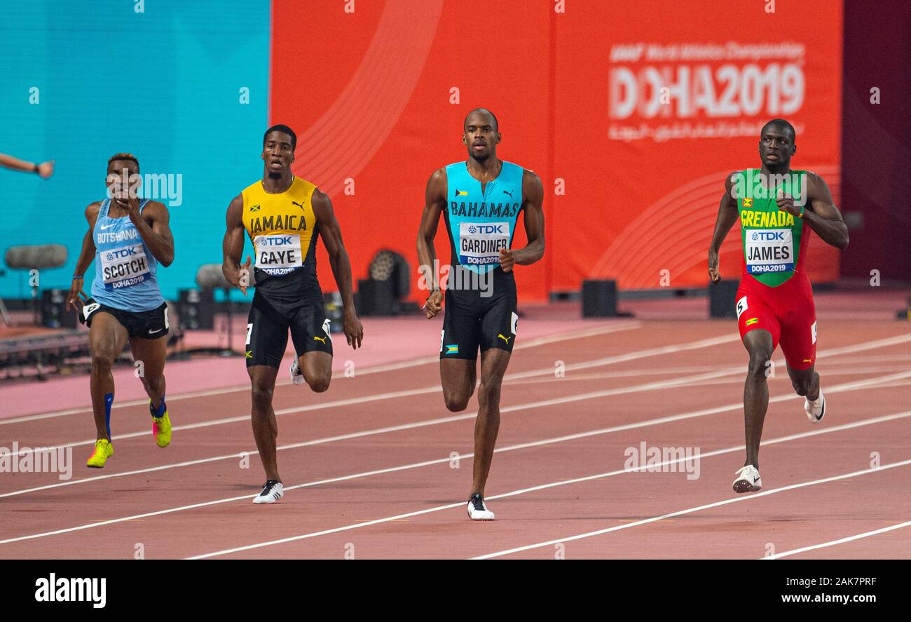 DOHA - QATAR - OCT 2: Leungo Scotch of Botswana, Demish Gaye of Jamaica ...