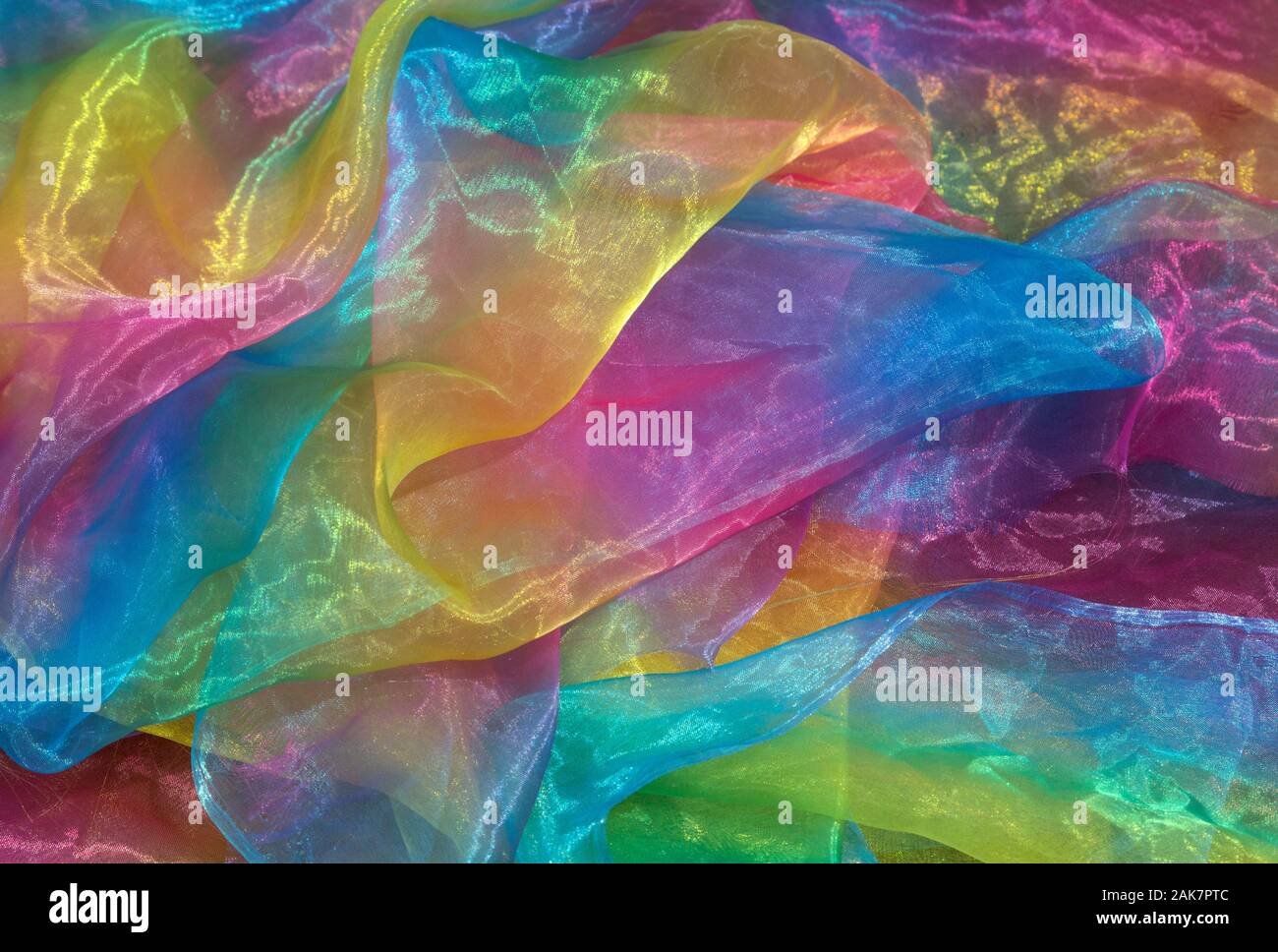 rainbow coloured organza fabric Stock Photo - Alamy