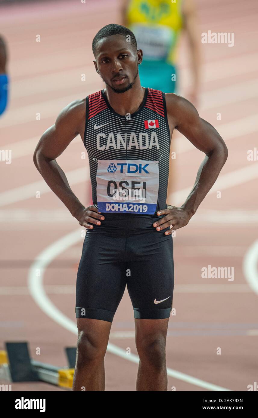 DOHA - QATAR - OCT 2: Philip Osei of Canada competing in the 400m heats ...