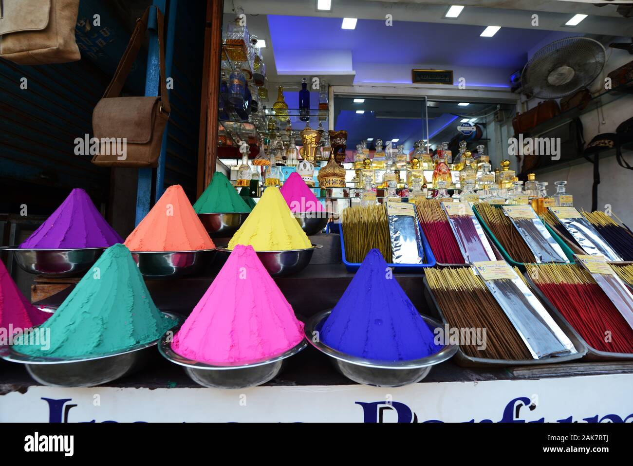A colorful souvenir shop selling perfumes, Incense sticks and colors ...