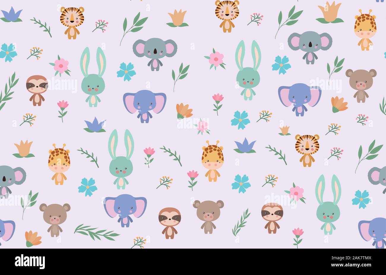 Isolated cute animals cartoons background vector design Stock Vector ...