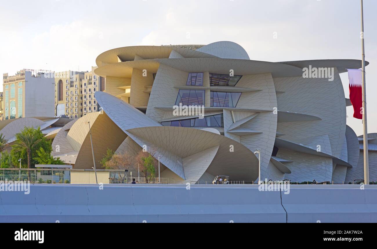 DOHA, QATAR -11 DEC 2019- View of the new National Museum of Qatar ...