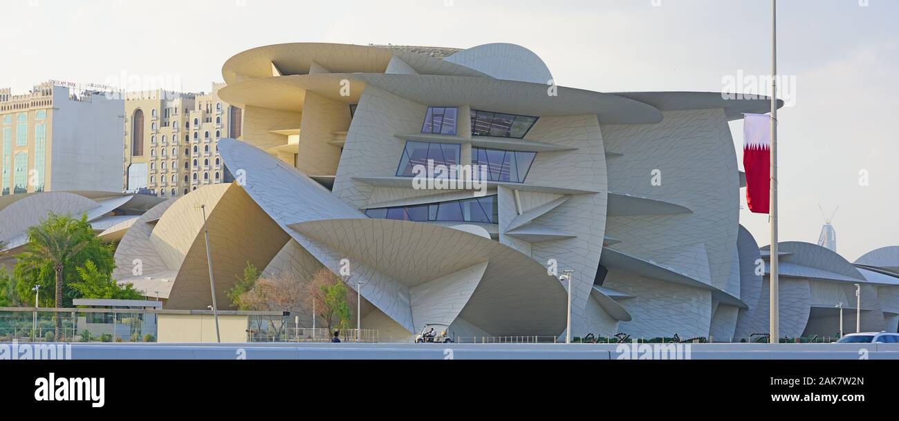 DOHA, QATAR -11 DEC 2019- View of the new National Museum of Qatar ...