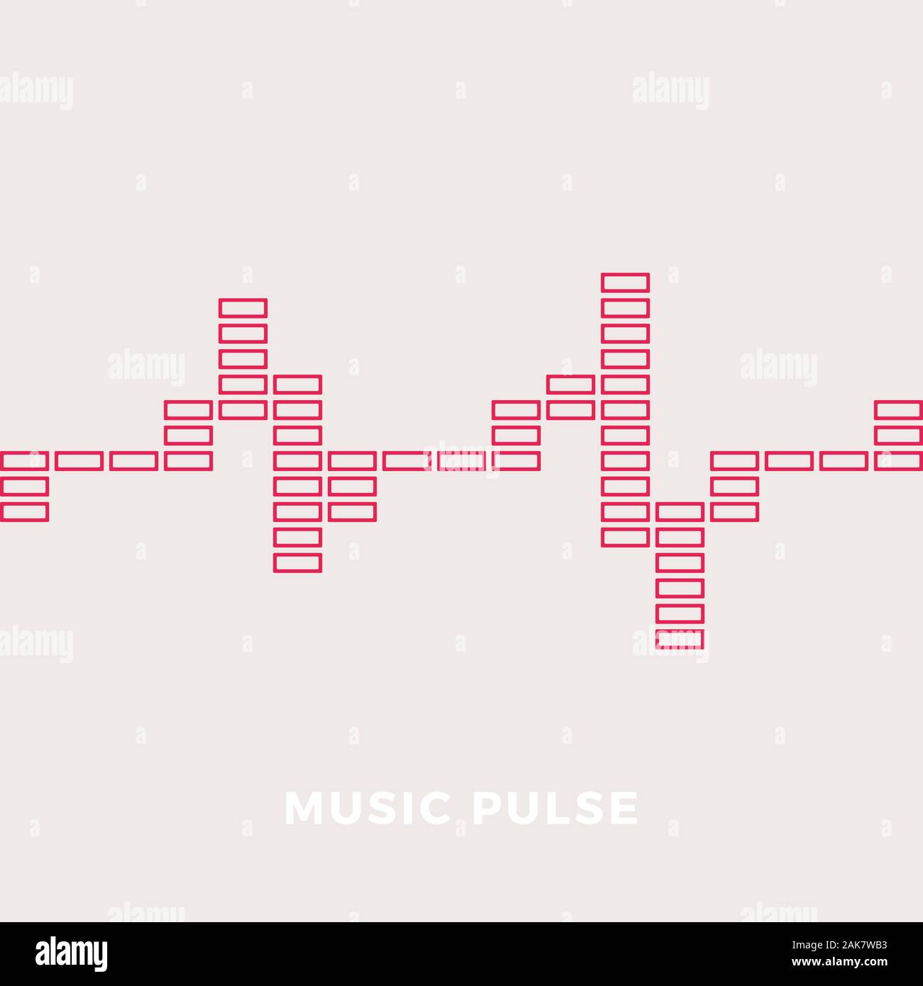 Music beat seamless horizontal pattern. Abstract equalizer or heart ...