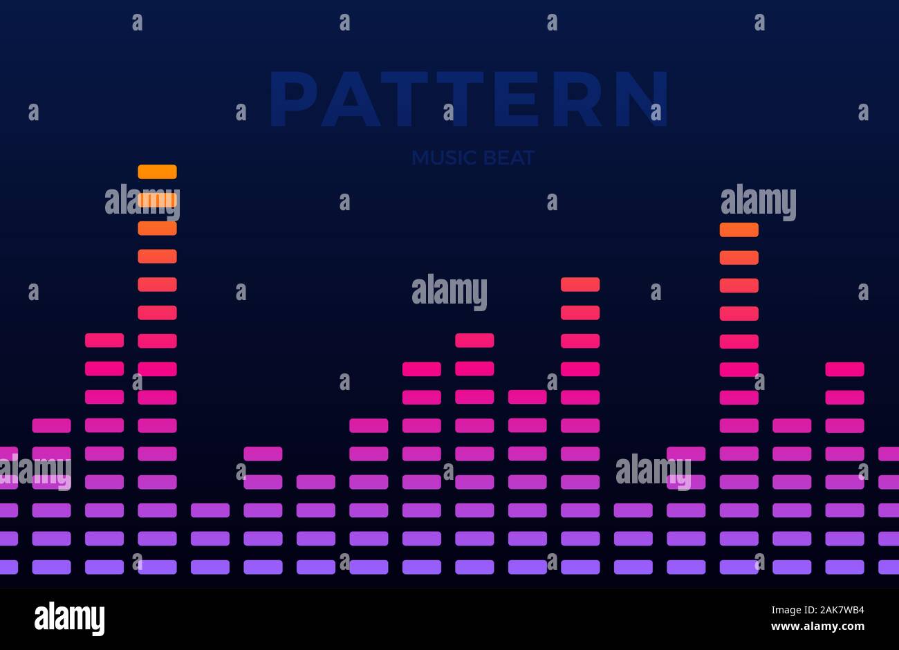 Vector digital music equalizer audio waves horizontal seamless pattern ...