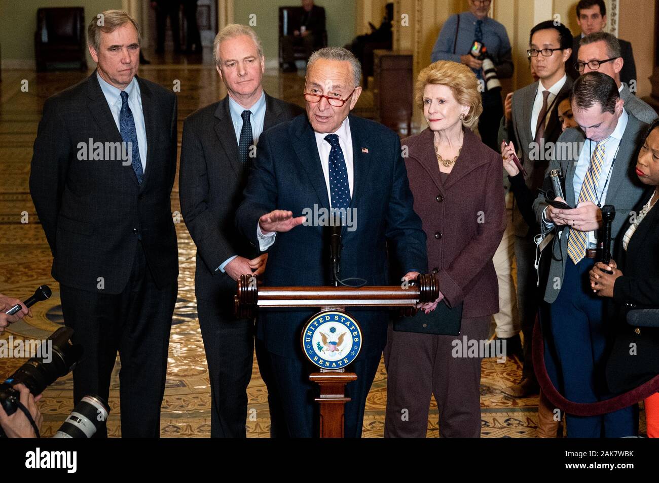 U.S. Senator, Chuck Schumer (D-NY) speaking at the Democratic Senate ...