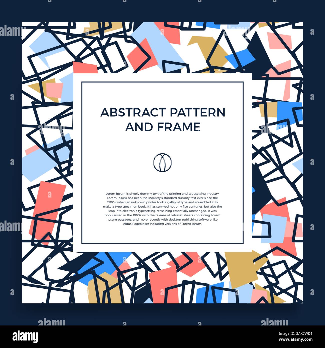 Colorful Hand Draw abstract shapes Frame Border with line and ...