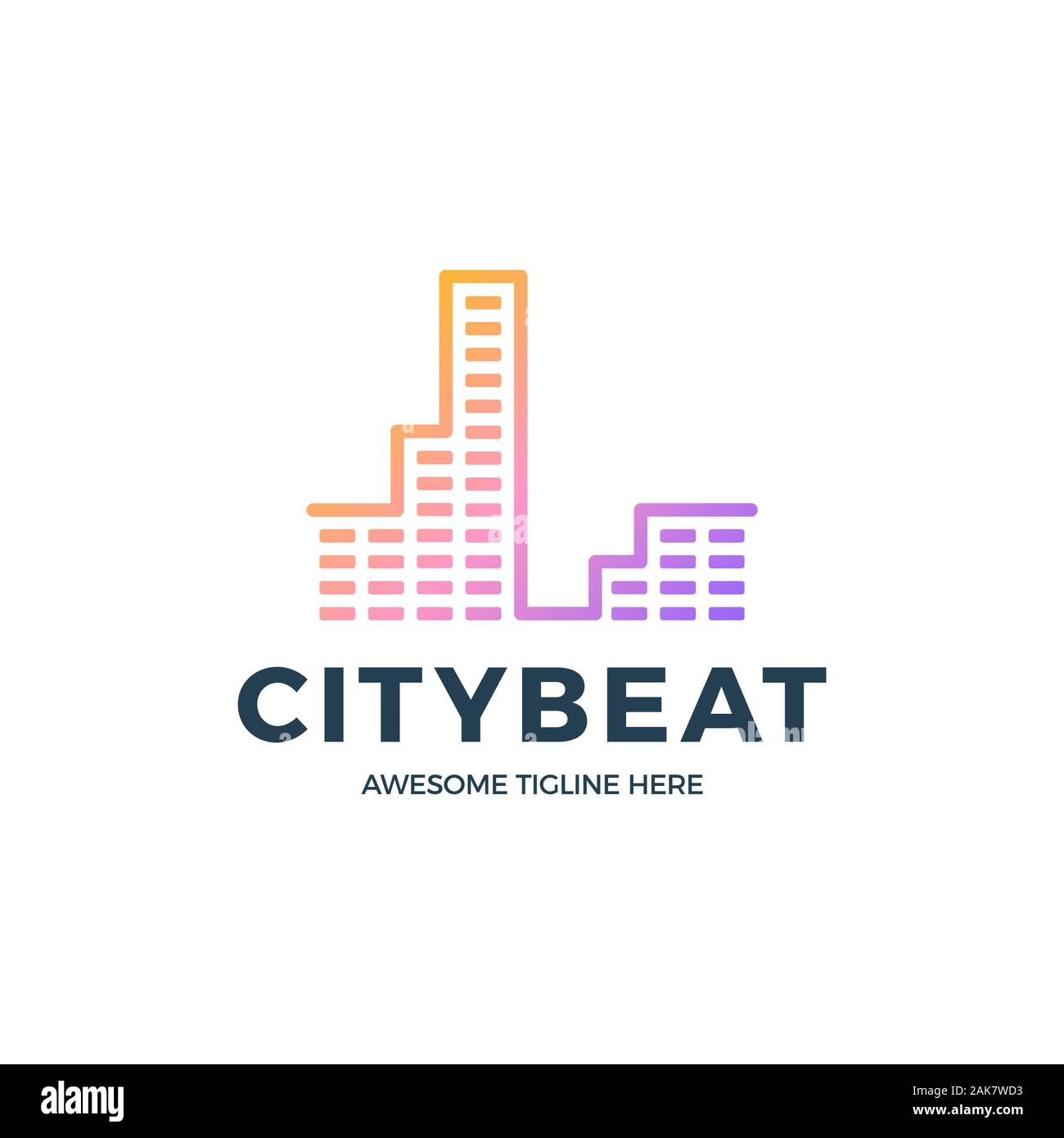 City Audio Sound Wave logo template stock vector design. Line abstract ...