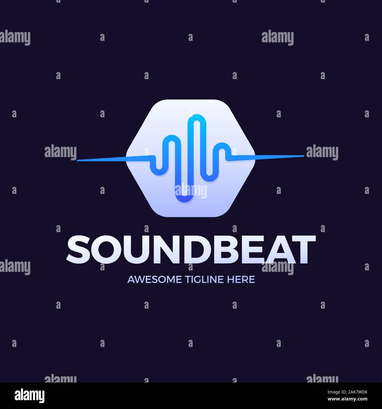 Audio Sound Wave logo template stock vector design. Line abstract music ...