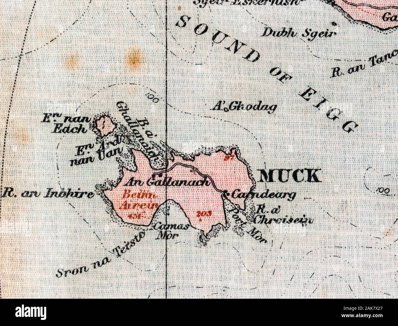 Old map featuring the Isle of Muck, Scotland, UK Stock Photo - Alamy