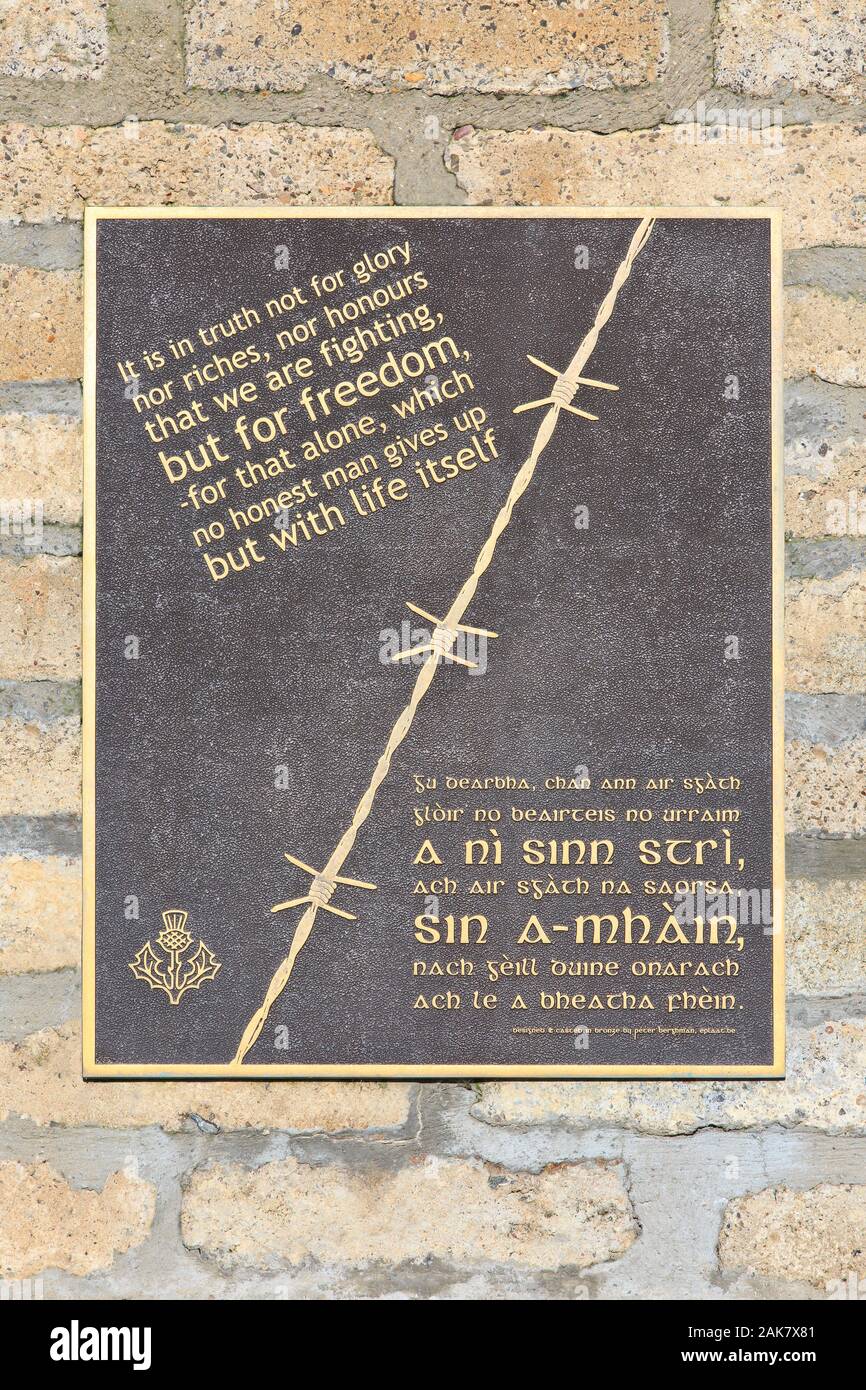 Plaque on the Frezenberg Ridge Scottish Memorial for the soldiers of ...