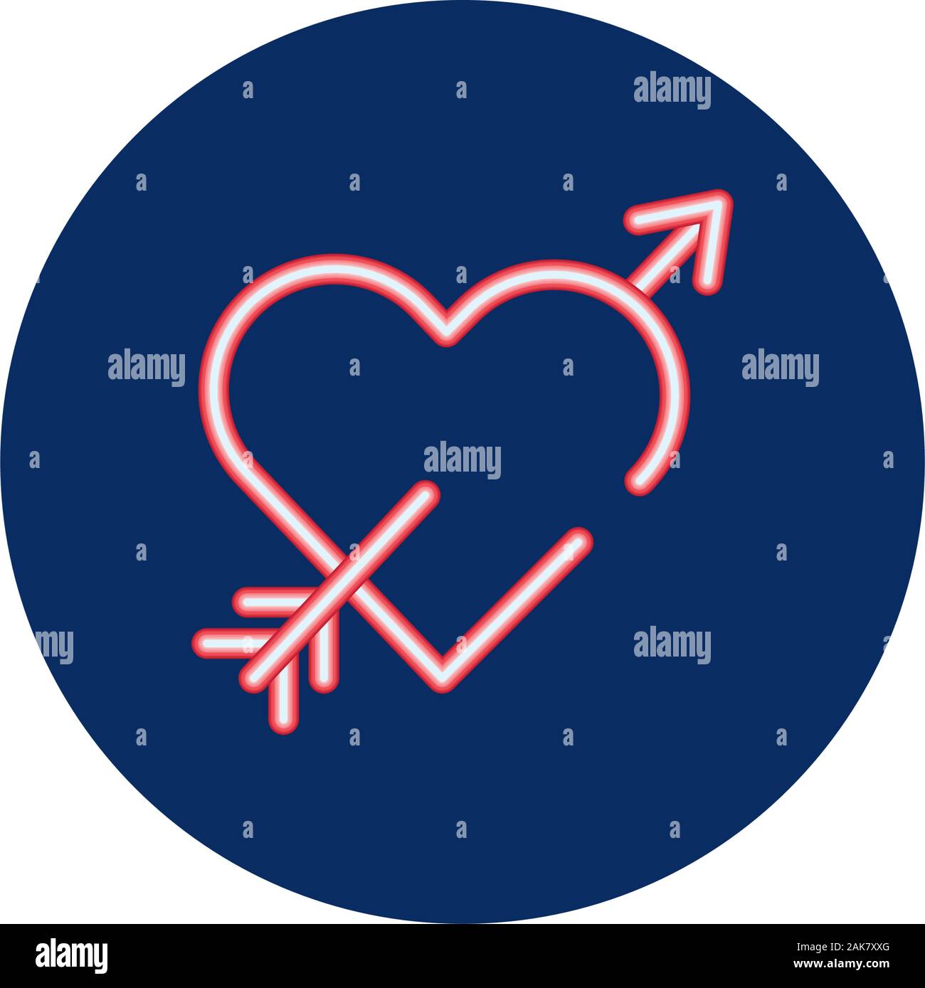 heart love with arrow neon light Stock Vector Image & Art - Alamy